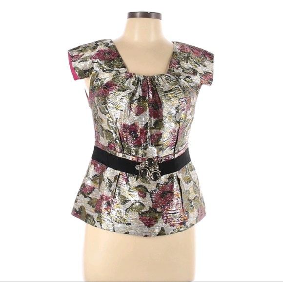 Magaschoni | Tops | Magaschoni Floral Blouse Peplin | Poshmark